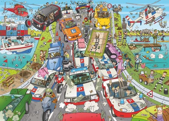 Rear View Mirror Police Chase Puzzel 1000 stuks - Koning Bordspel