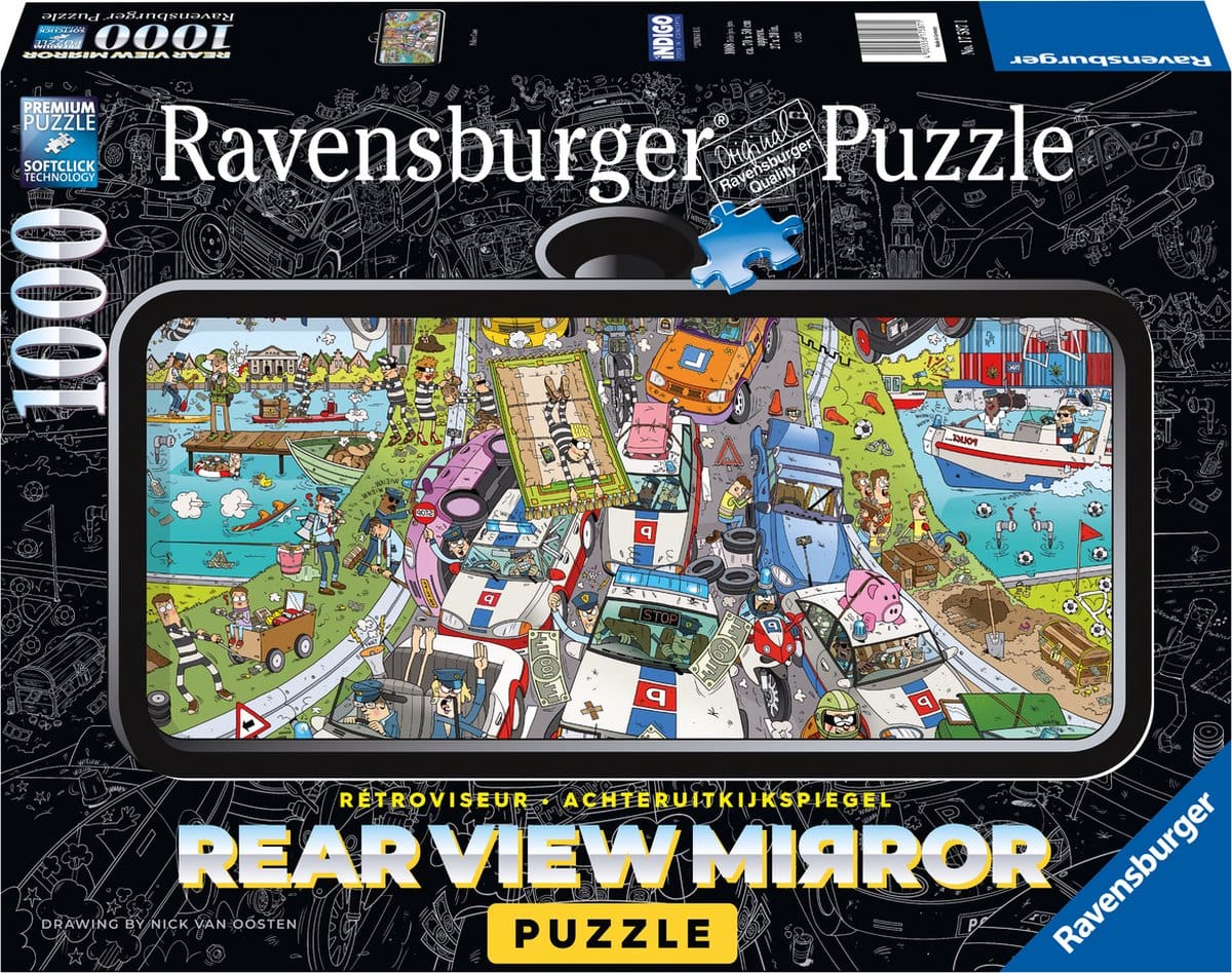 Rear View Mirror Police Chase Puzzel 1000 stuks - Koning Bordspel